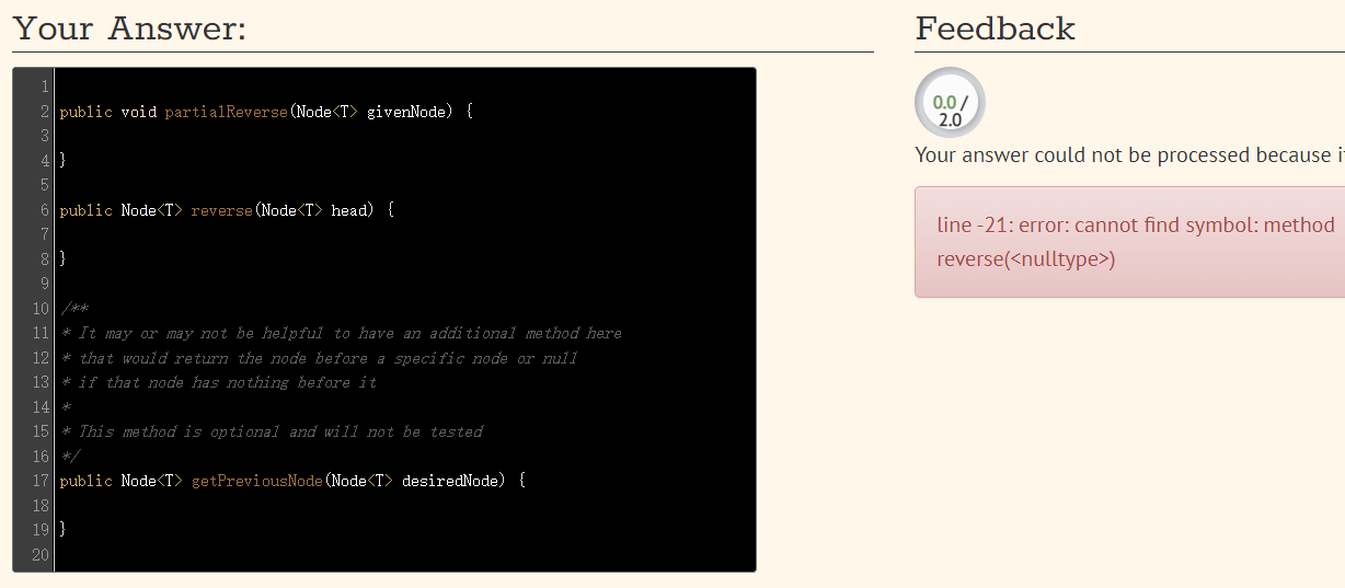 Solved X784: Partial Reverse Consider the following class | Chegg.com