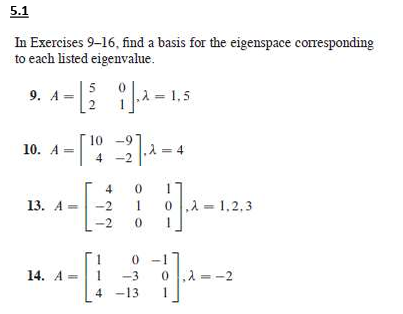 Solved 5.1In Exercises 9-16, ﻿find a basis for the | Chegg.com