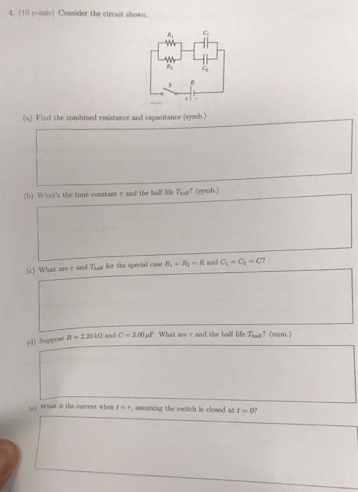 Solved 4. (10 points) Consider the circuit shown Ry (a) Find | Chegg.com
