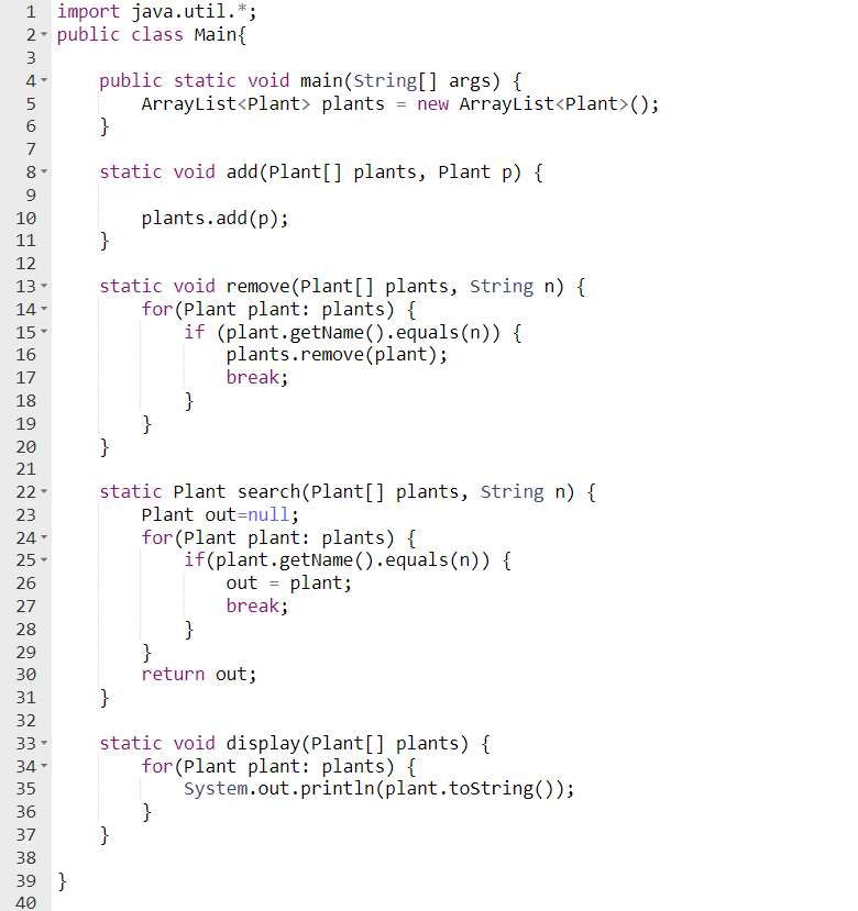 class Plant: class Plant{ private String | Chegg.com
