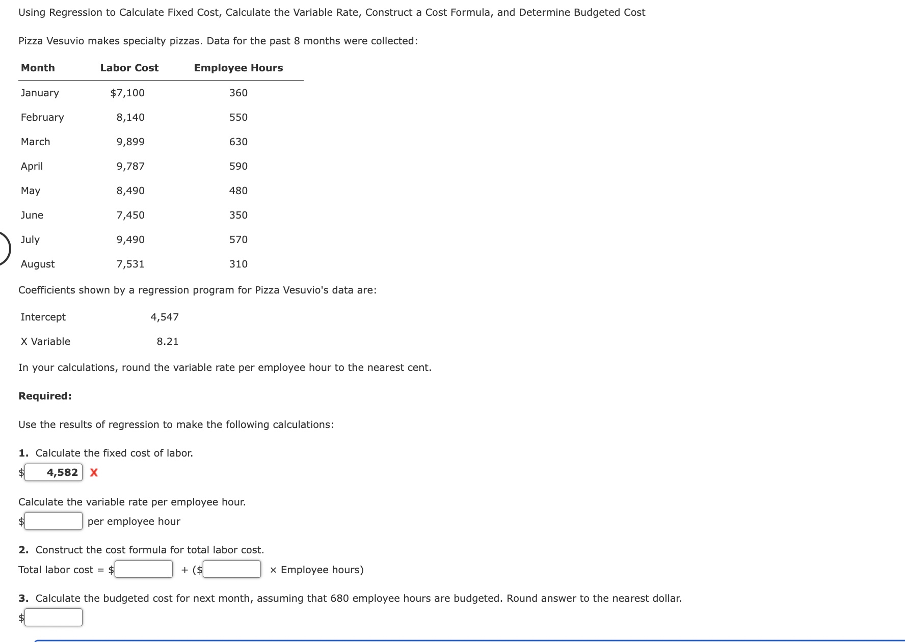 Solved Using Regression to Calculate Fixed Cost, Calculate | Chegg.com