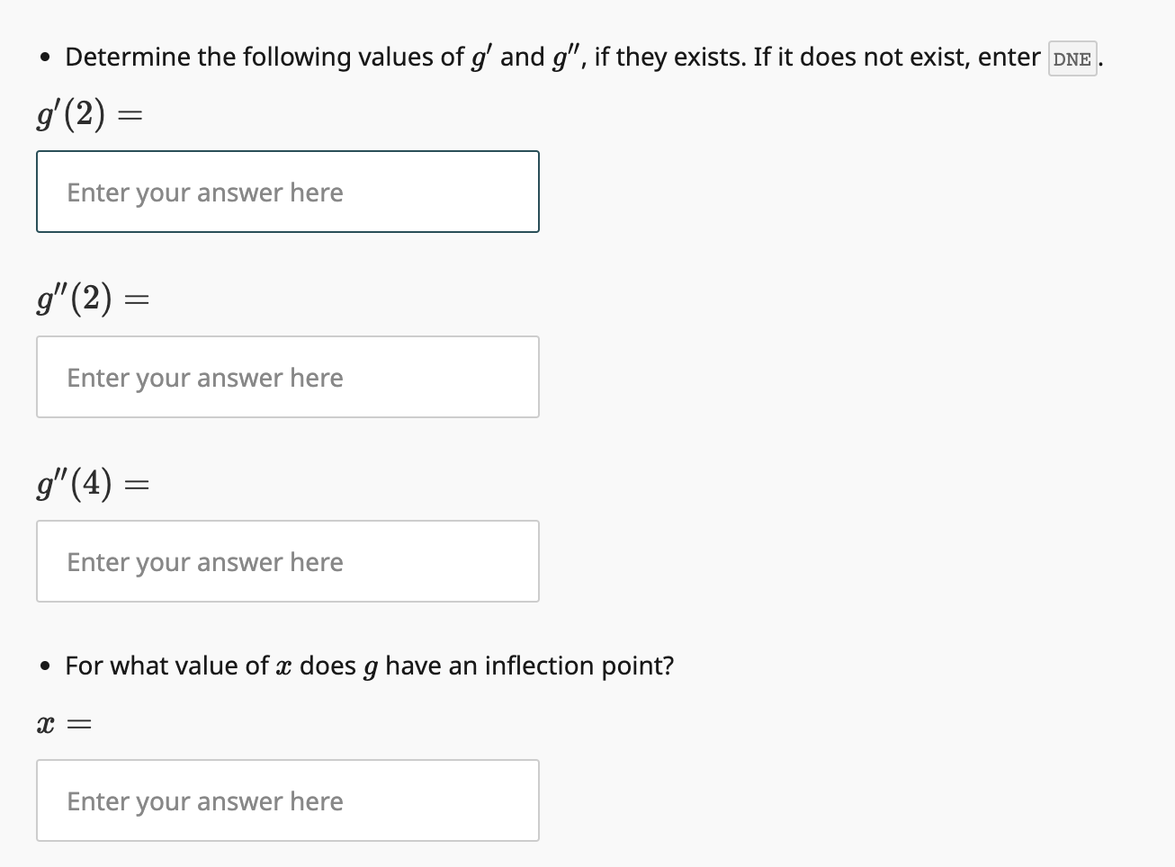 Solved g(x)=∫1xf(t)dt- Determine the following values of g′ | Chegg.com