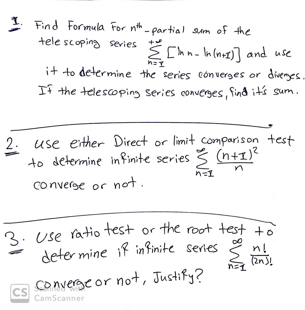 Solved Find Formula For nth-partial sum of the tele scoping | Chegg.com