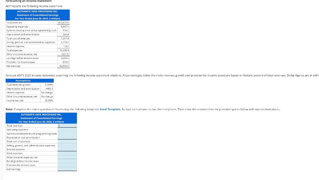 Forecasting an Income statement ACP reports the | Chegg.com