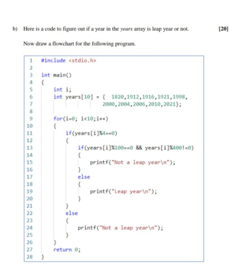 Solved b) Here is a code to figure out if a year in the | Chegg.com