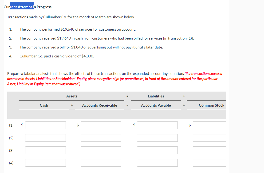 Solved Using the following tabular analysis, show the effect | Chegg.com
