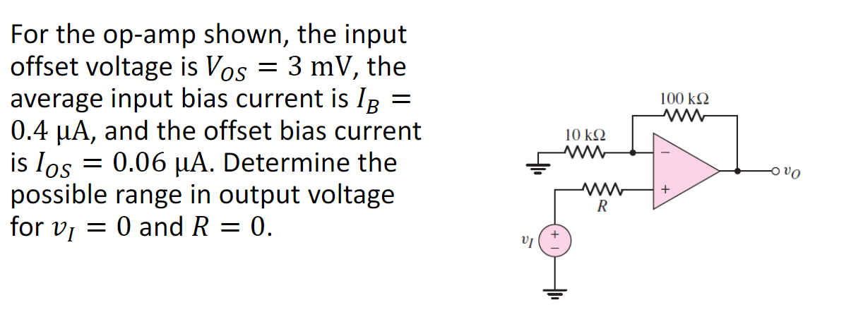 Solved For The Op Amp Shown The Input Offset Voltage Is