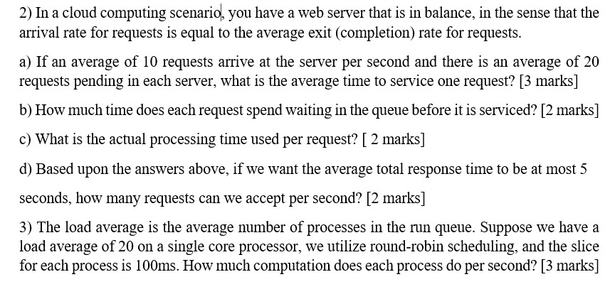 2) In a cloud computing scenario, you have a web | Chegg.com