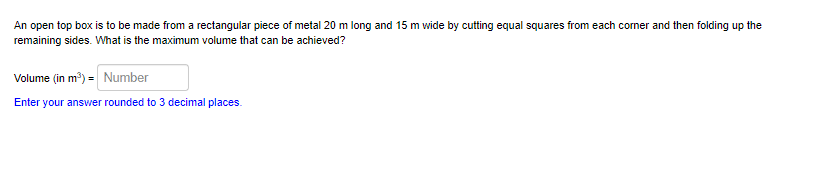 Solved An open top box is to be made from a rectangular | Chegg.com