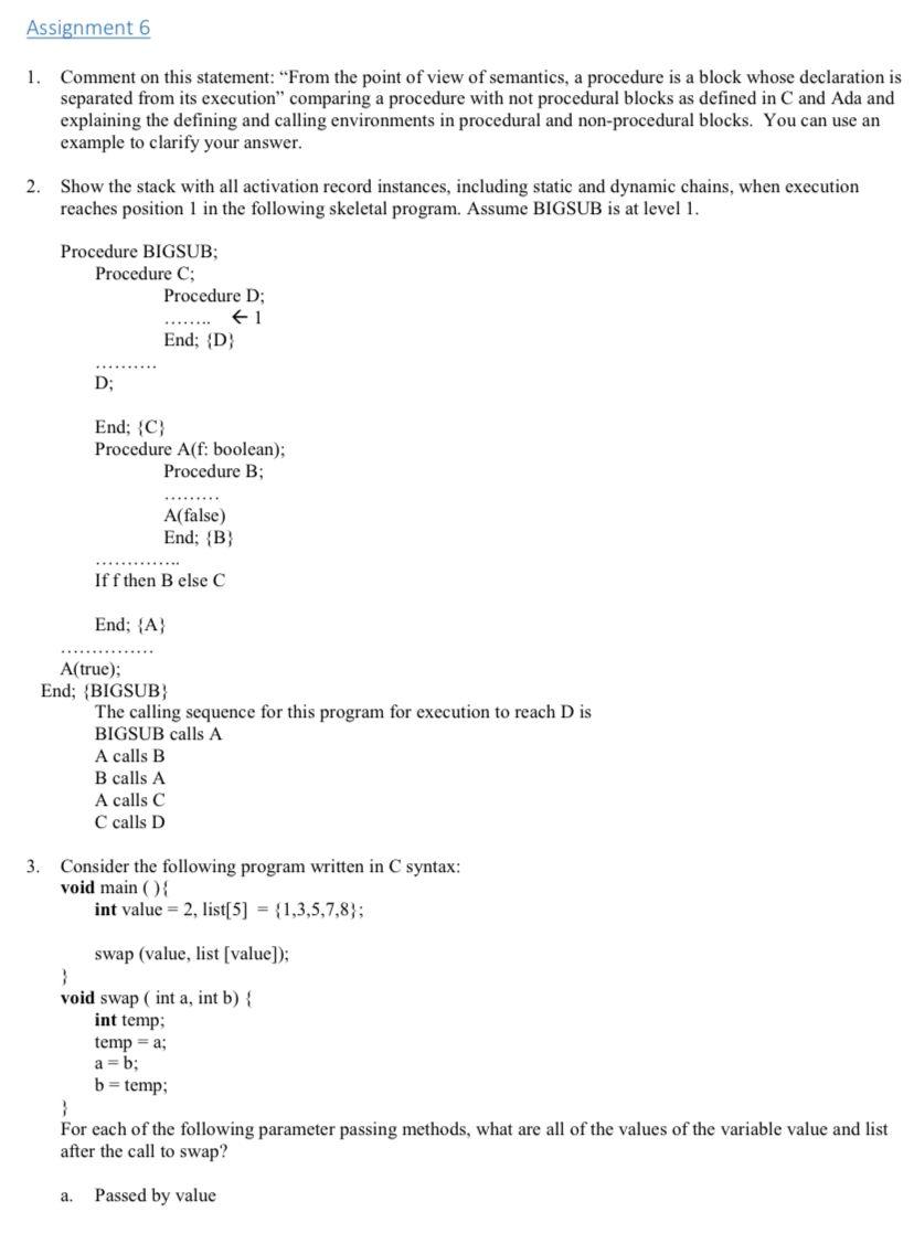 Solved Assignment 6 1. Comment on this statement: "From the | Chegg.com
