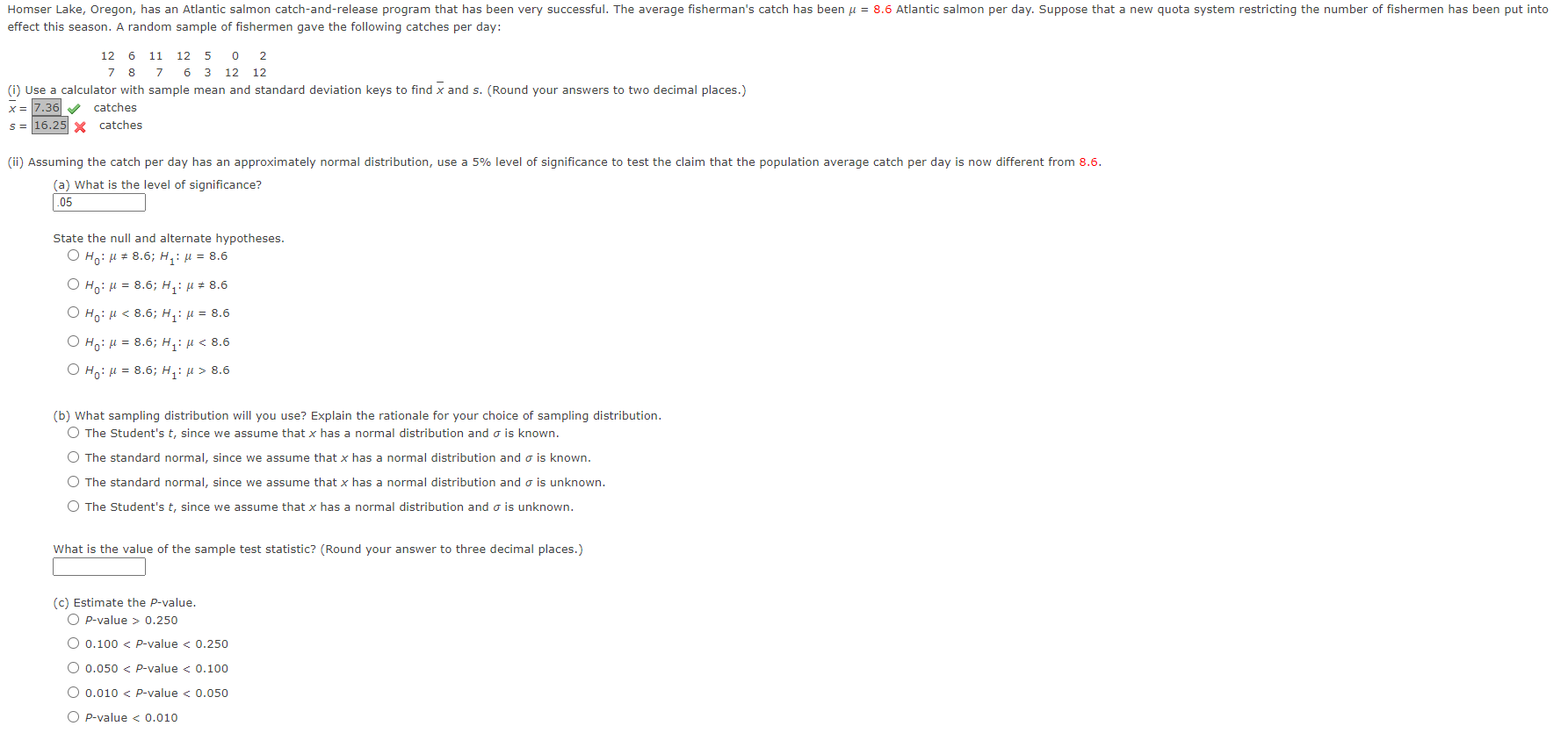 Solved 1276811712653012212 (i) Use a calculator with sample | Chegg.com
