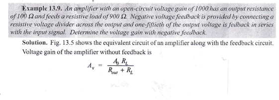 Solved Example 13.9. An amplifier with an open-circuit | Chegg.com