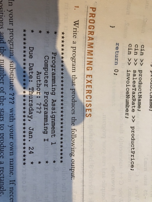 Solved Write a program that produces the following output: | Chegg.com