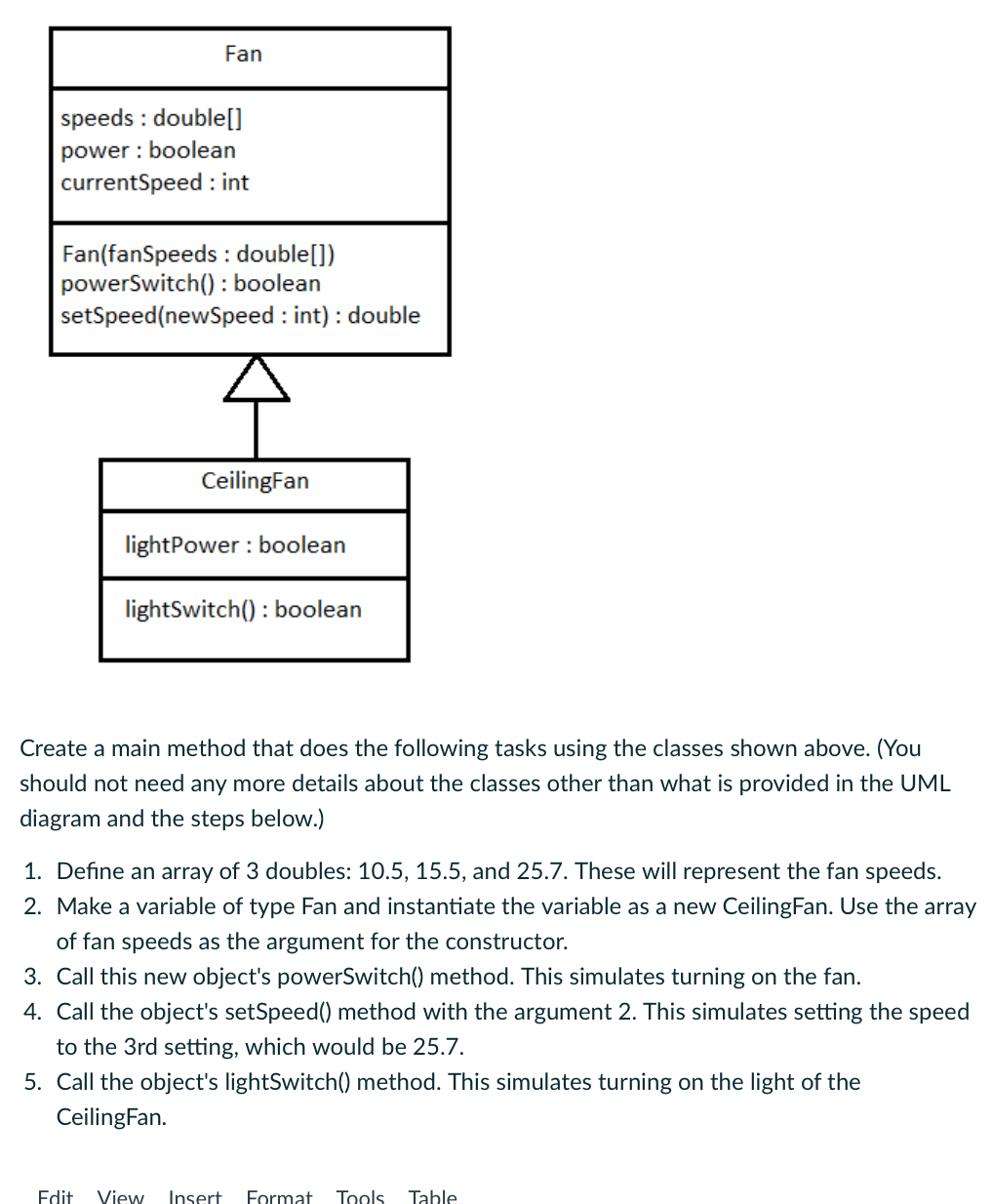 [Solved]: Create a main method that does the following task