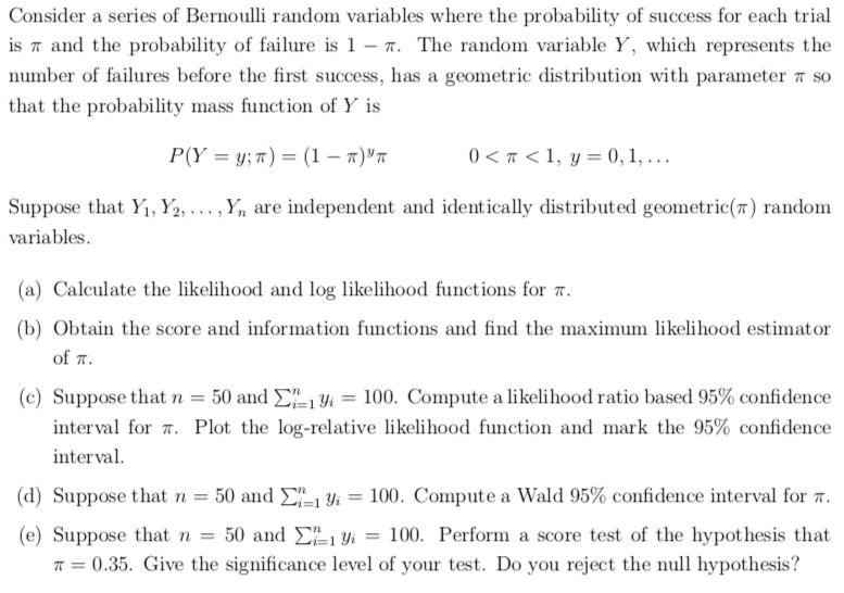 Consider a series of Bernoulli random variables where | Chegg.com