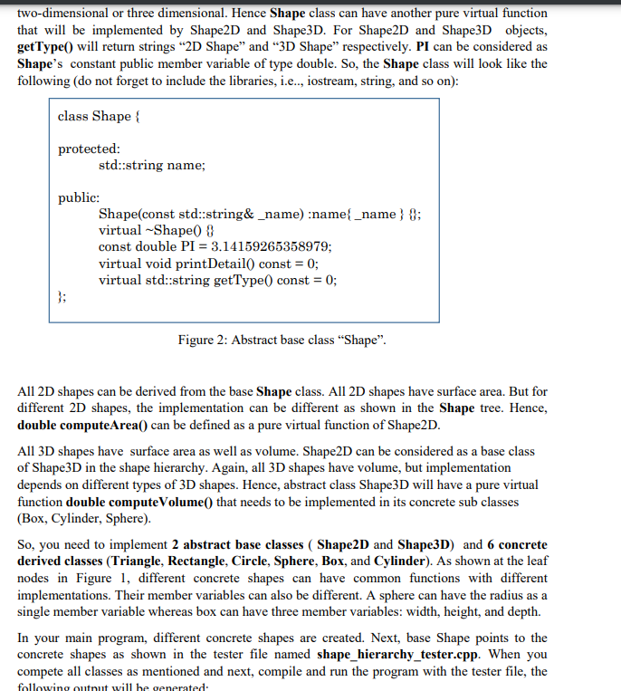 Solved In this assignment, you have to implement a hierarchy | Chegg.com