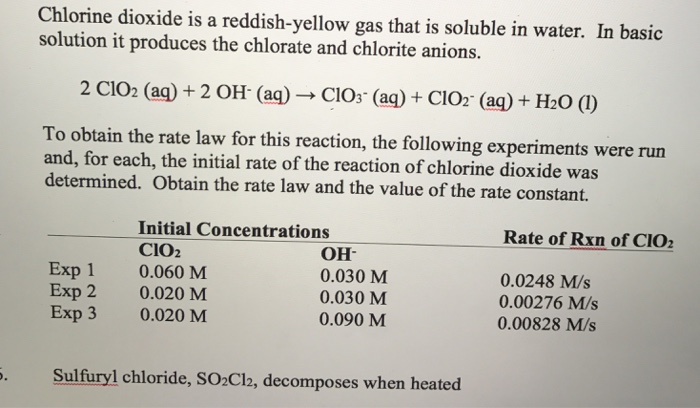 Solved Chlorine dioxide is a reddish-yellow gas that is | Chegg.com