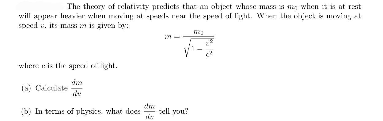 Solved The theory of relativity predicts that an object | Chegg.com