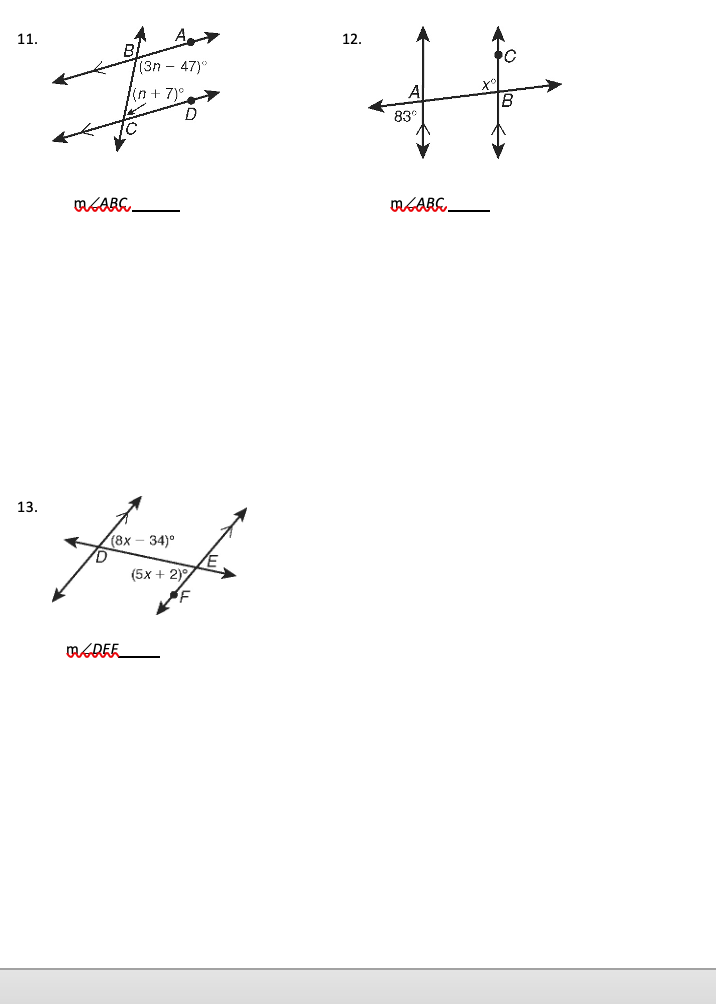 Solved Two Parallel Lines Cut by a Transversal t 1/2 4/3 5/6 | Chegg.com