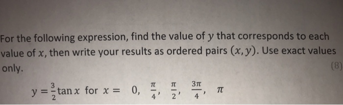 Solved For the following expression, find the value of y | Chegg.com