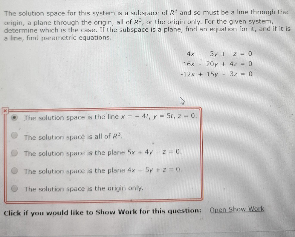 Solved The solution space for this system is a subspace of R | Chegg.com