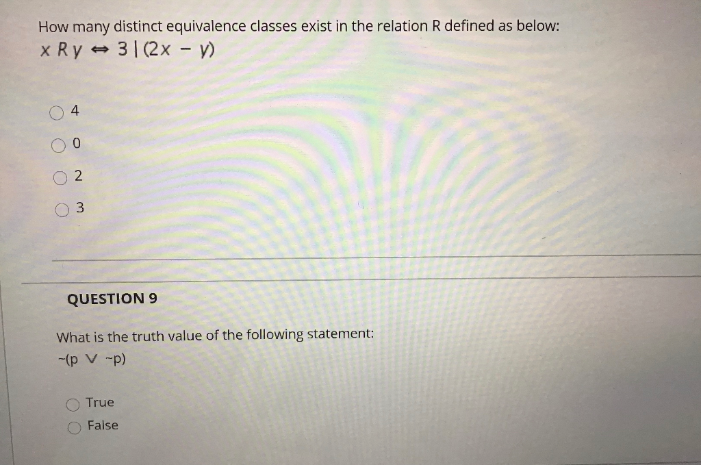 Solved How many distinct equivalence classes exist in the | Chegg.com