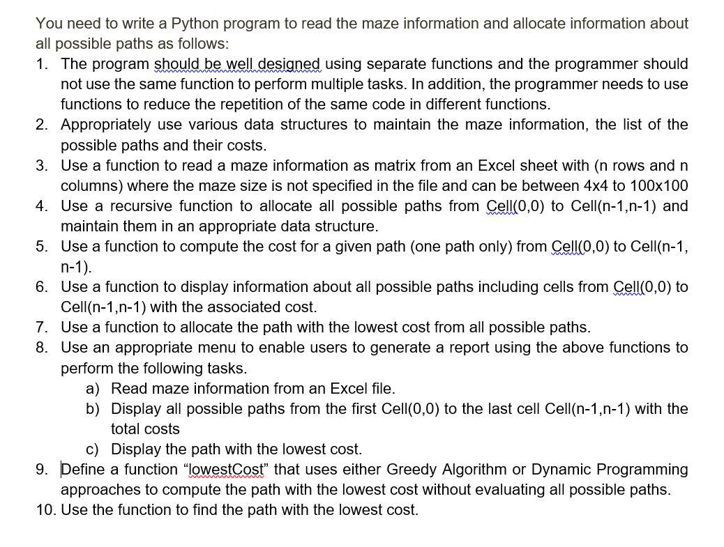 Solved Consider a maze represented by a matrix of m rows] | Chegg.com