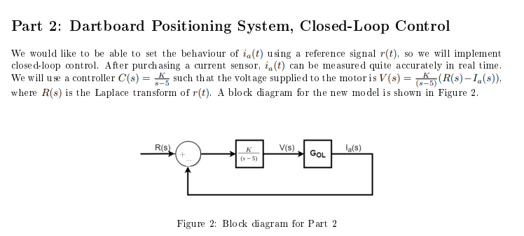 Solved Part 2: Dartboard Positioning System, Closed-Loop | Chegg.com