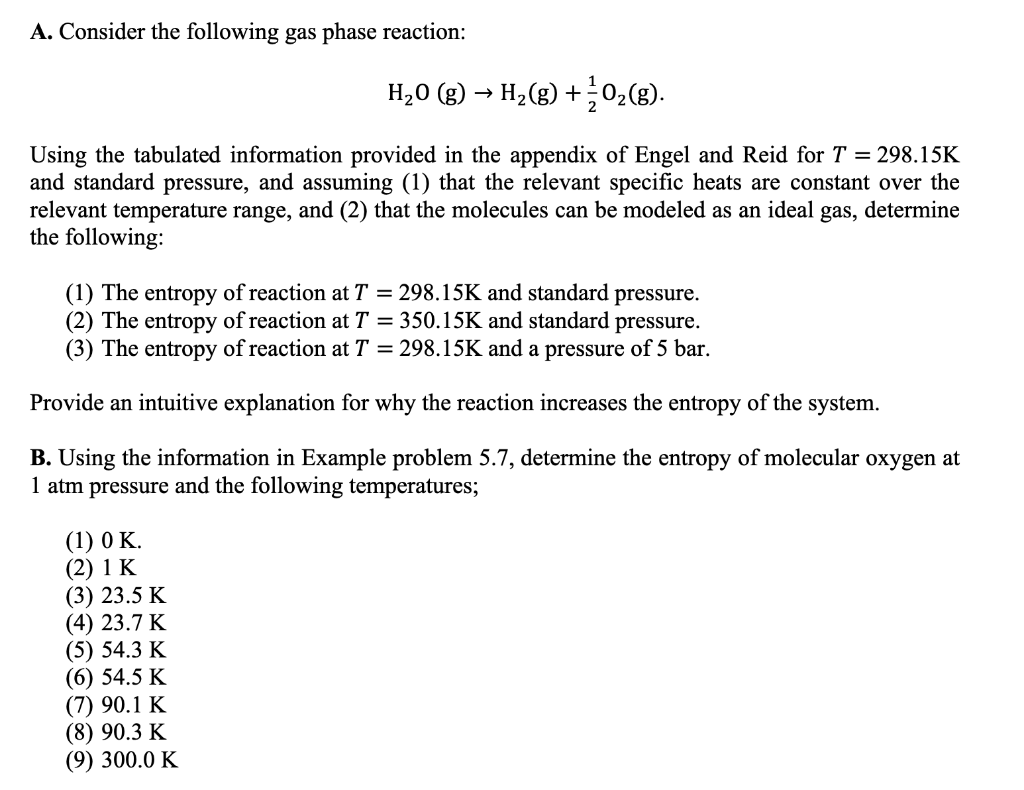 A. Consider the following gas phase reaction: | Chegg.com