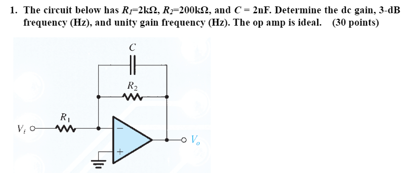 Solved 1. The circuit below has RF2k92, Rz=200k22, and C = | Chegg.com