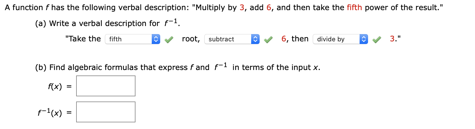 Solved A function f has the following verbal description: | Chegg.com