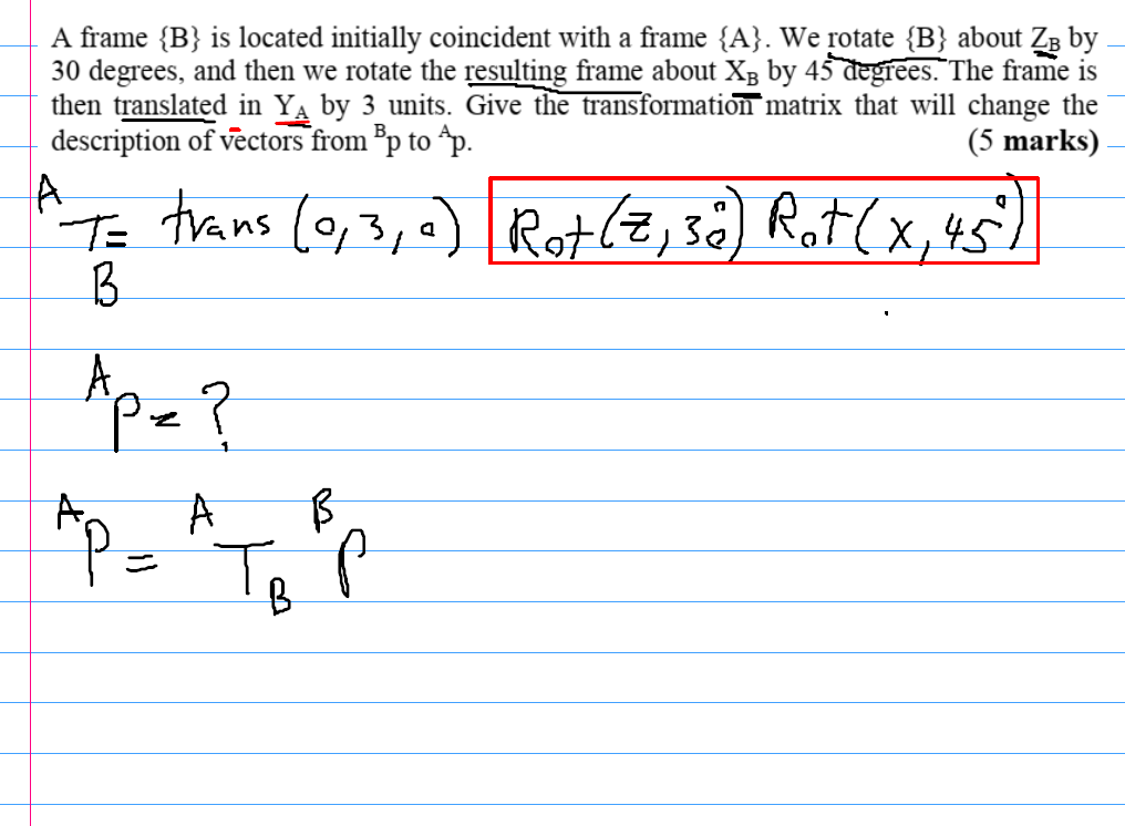 Solved A frame {B} is located initially coincident with a | Chegg.com