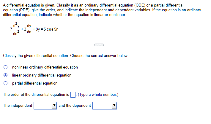 Solved A differential equation is given. Classify it as an | Chegg.com
