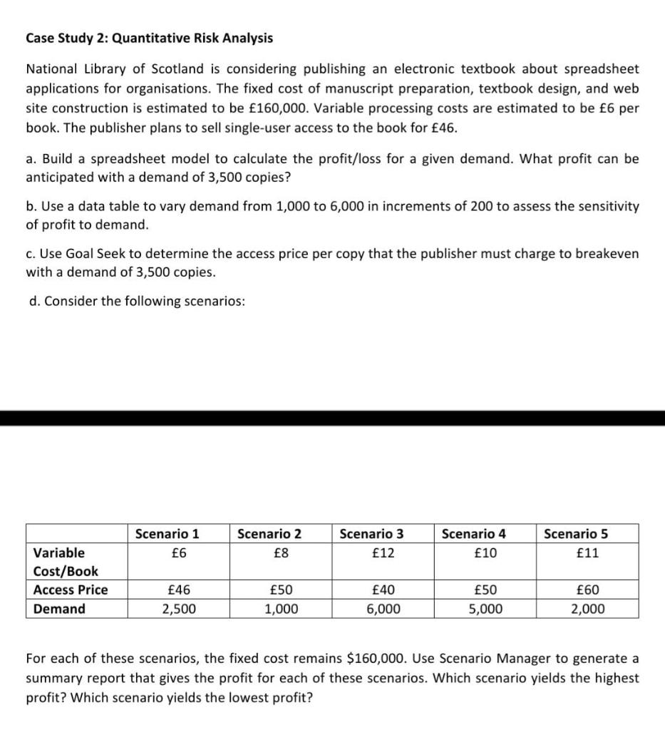 Solved Case Study 2: Quantitative Risk Analysis National | Chegg.com