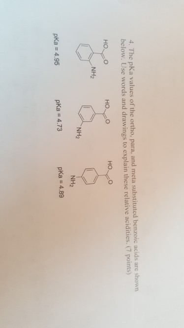 Solved 4. The pka values of the ortho, para, and meta | Chegg.com