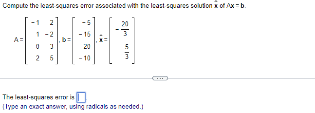 Solved Compute the least-squares error associated with the | Chegg.com