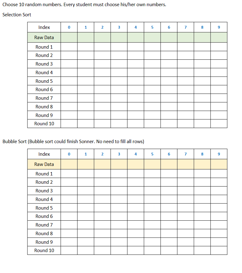 Choose 10 random numbers. Every student must choose | Chegg.com