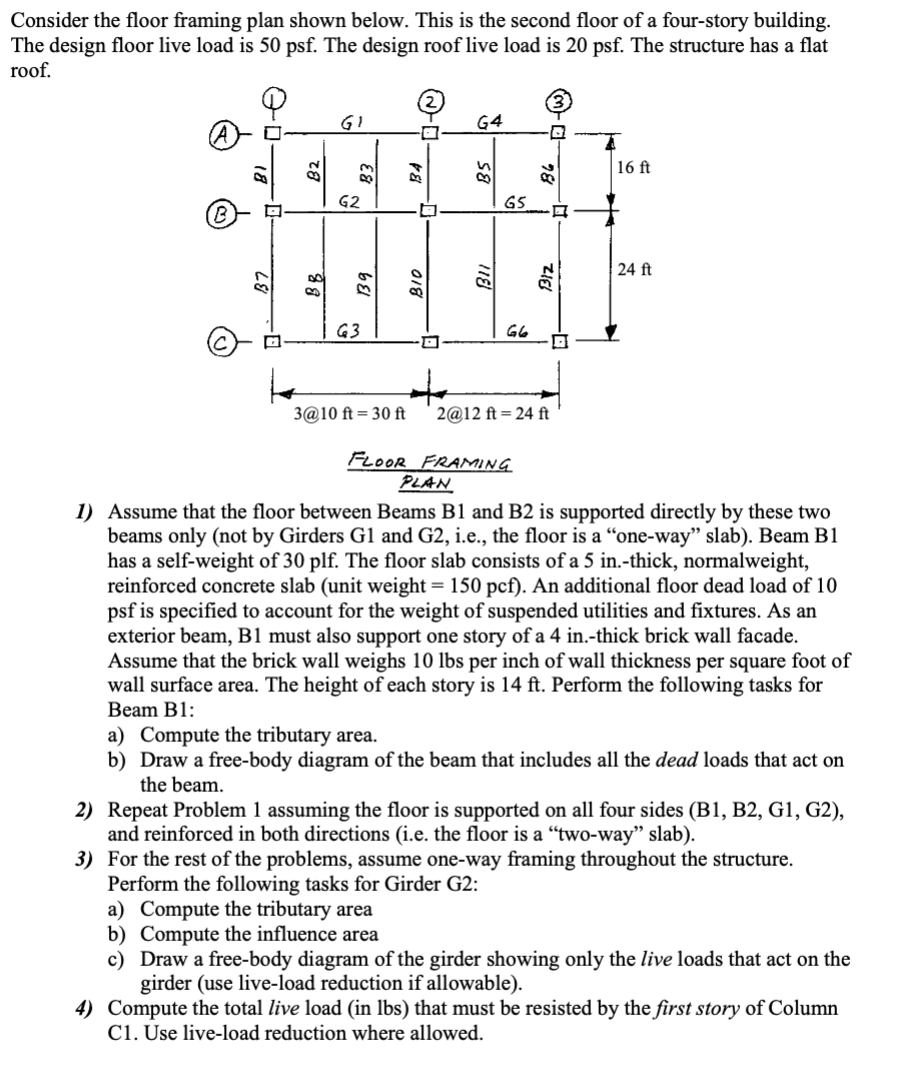 Solved Consider the floor framing plan shown below. This is | Chegg.com