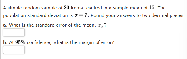 Solved A simple random sample of 20 ﻿items resulted in a | Chegg.com