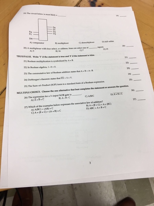 Solved TRUEFALSE. Write T if the statement is true and if | Chegg.com
