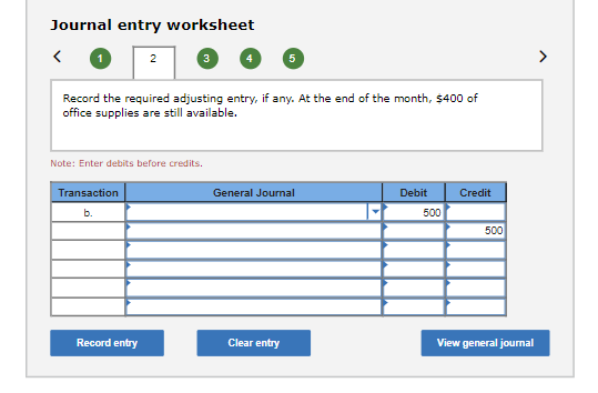Solved Journal entry worksheet Record the required adjusting | Chegg.com