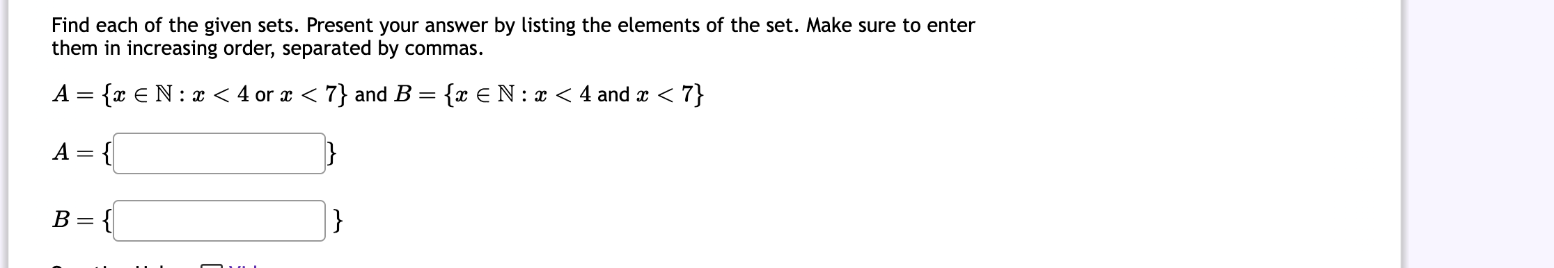 Solved Find each of the given sets. Present your answer by | Chegg.com