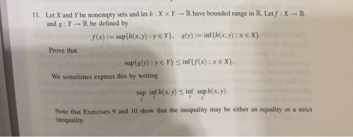 Solved Let X and Y be nonempty sets and let h : X × Y-R have | Chegg.com