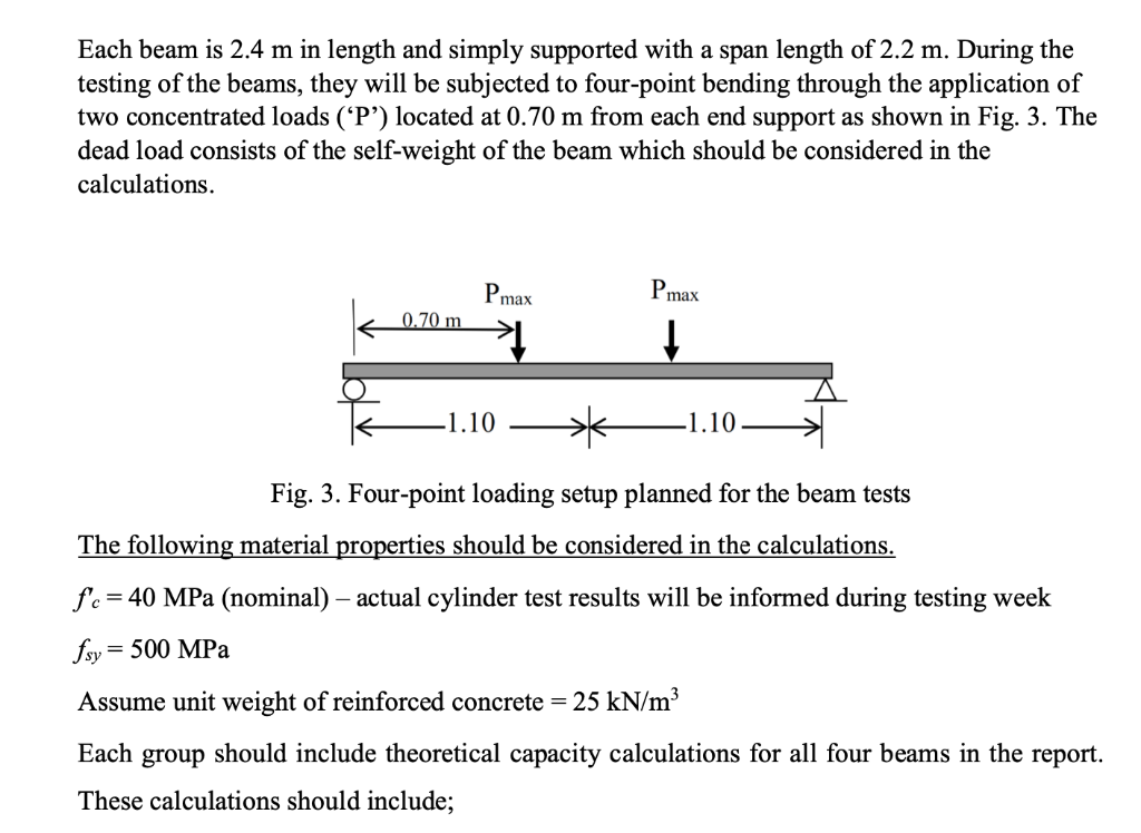 Solved Reinforced Concrete Beam Project It is required to | Chegg.com