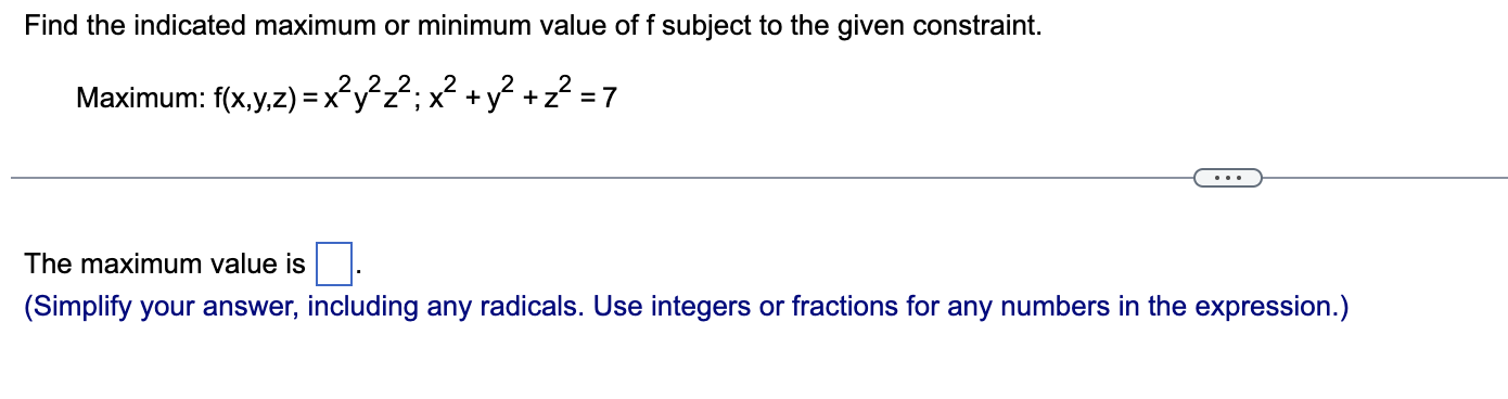 Solved Find the indicated maximum or minimum value of f | Chegg.com