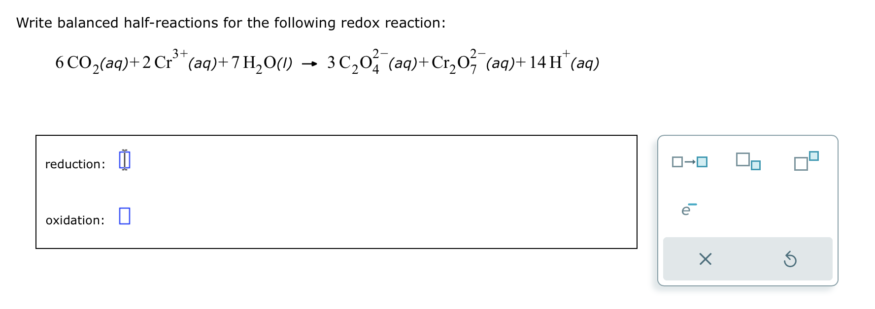 Solved Write balanced half-reactions for the following redox | Chegg.com