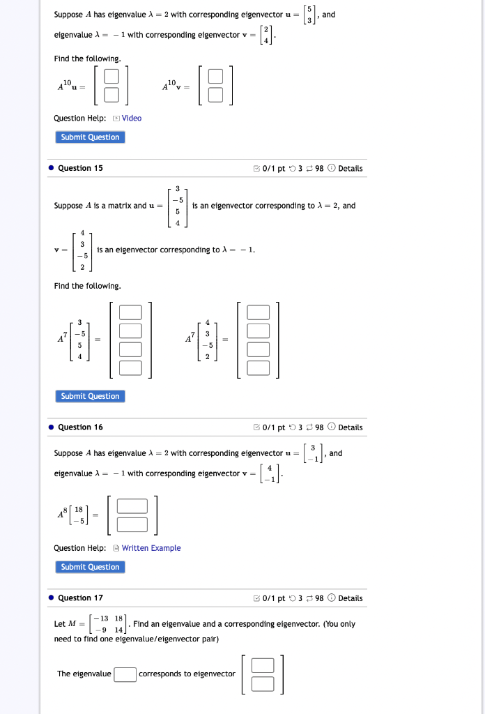 Solved Suppose A has eigenvalue X = 2 with corresponding | Chegg.com