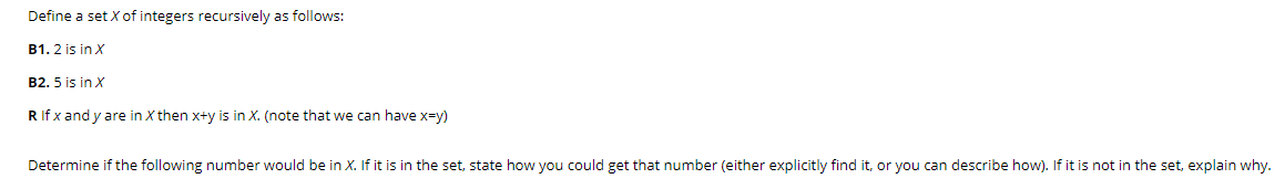 Solved Define a set X of integers recursively as follows: | Chegg.com