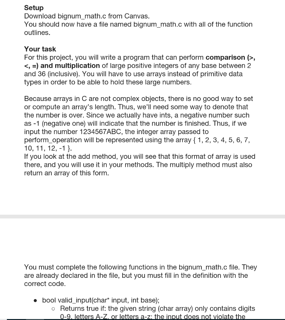 Solved Setup Download bignum_math.c from Canvas. You should | Chegg.com