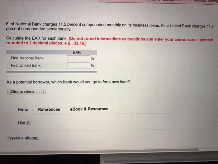 Solved First National Bank charges 11.5 percent compounded | Chegg.com